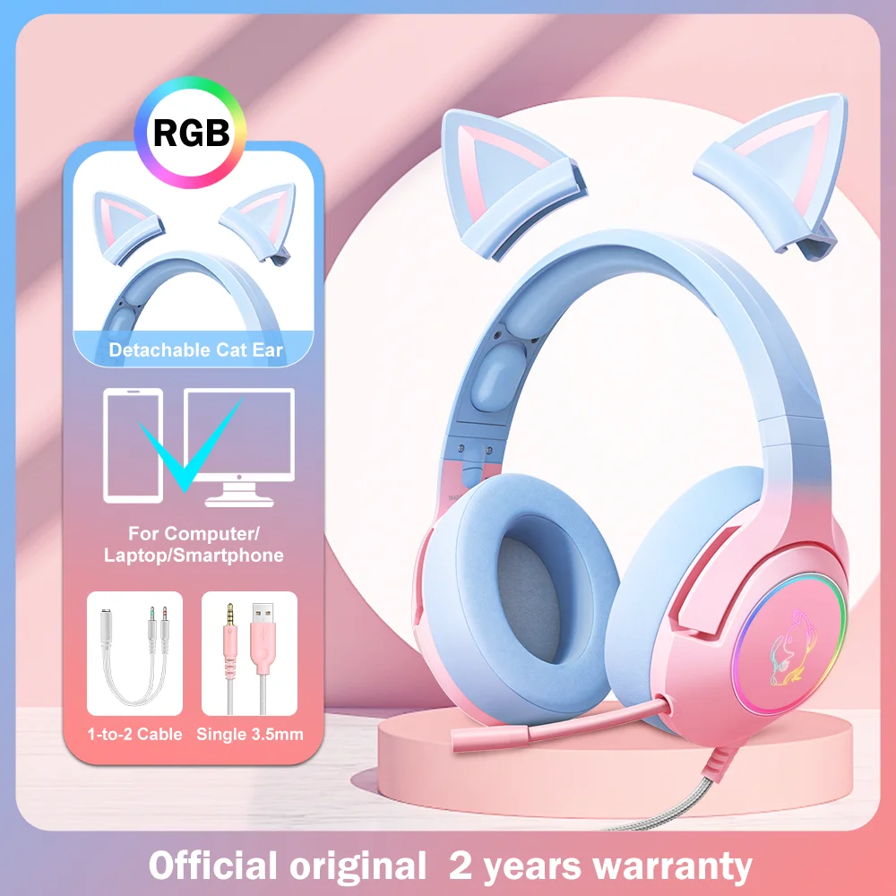 ONIKUMA K9 Gradient Gaming Headphones with Dynamic RGB Light HD ...