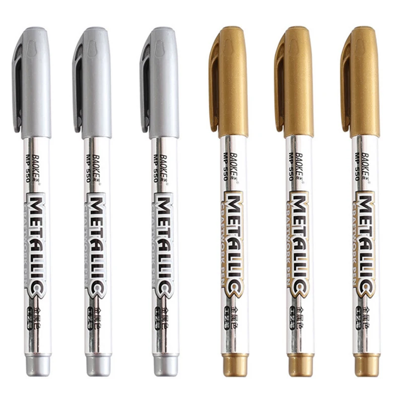 6Pcs-Lot-DIY-Metal-Waterproof-Permanent-Paint-Marker-Pens-Sharpie-Gold ...