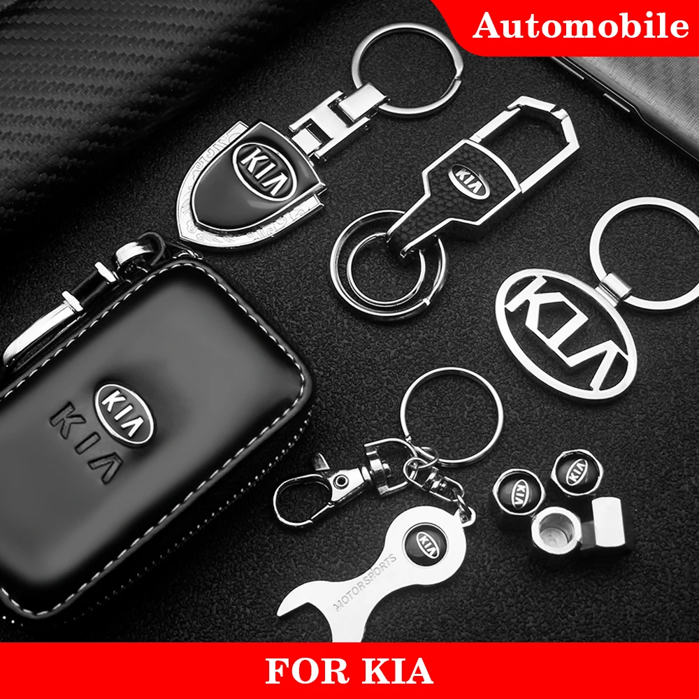 Porte-clés,Porte-clés de voiture en métal et cuir,avec logo 3D,style pour KIA Sportage Ceed ...