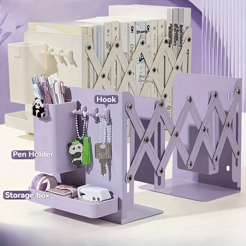 A Set of Sturdy And Versatile Retractable Bookends with Pen Holder ...