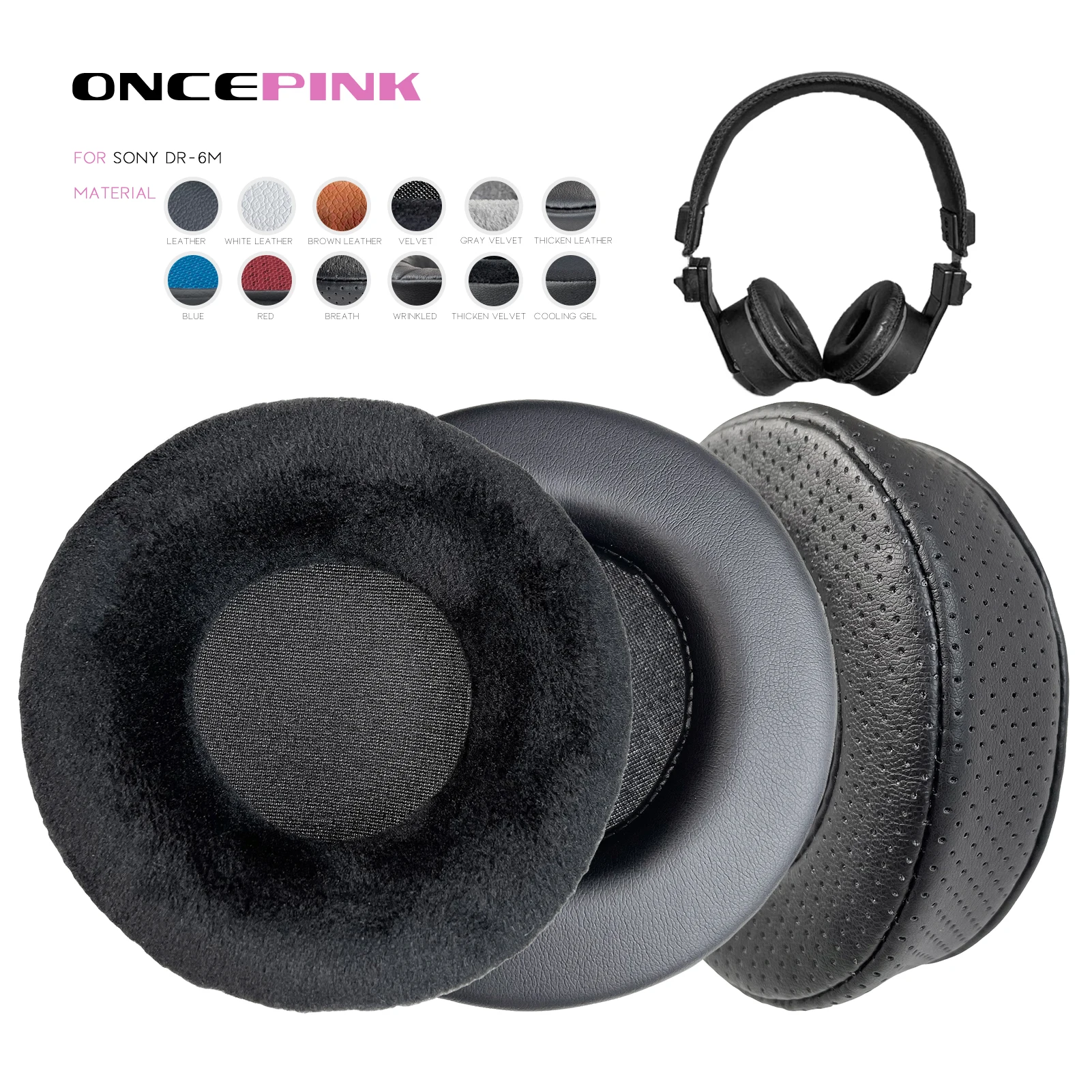 Oncepink-Replacement-Ear-Pads-for-SONY-DR-6M-Headphone-Thicken-Cushion ...