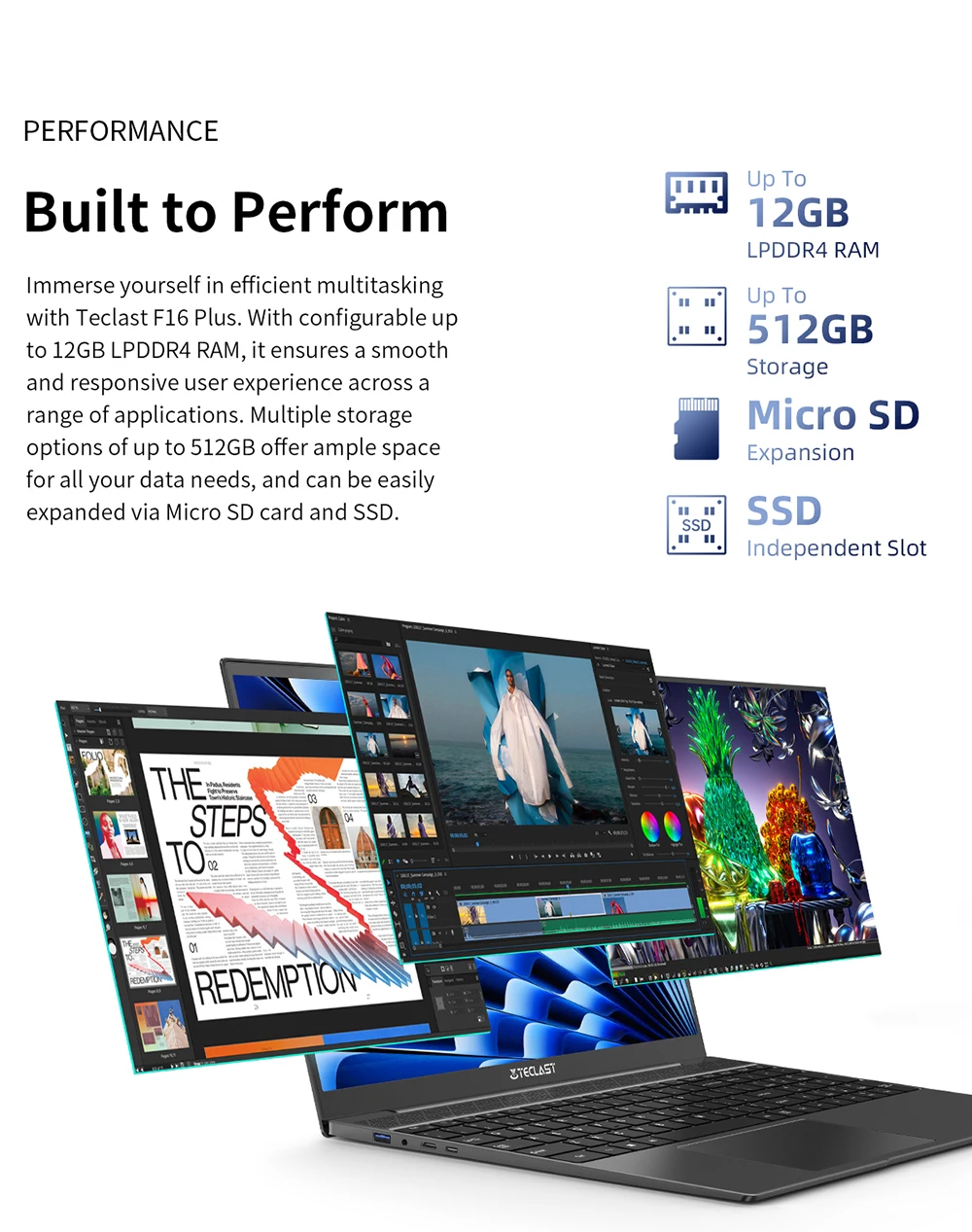 Teclast F16 Plus 15.6 inch Laptop Windows 11 Pro OS 8GB RAM 256GB SSD ...