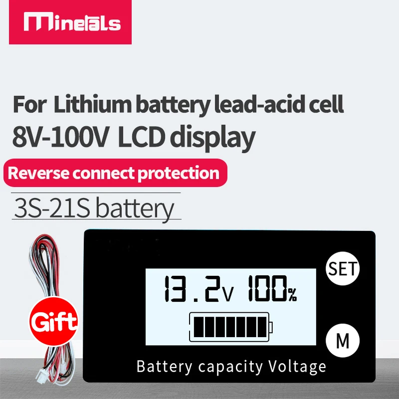 배터리 용량 Lcd 표시기 디스플레이 Dc 8v 100v 리드 산 성 리튬 Lifepo4 자동차 오토바이 전압계 전압 게이지