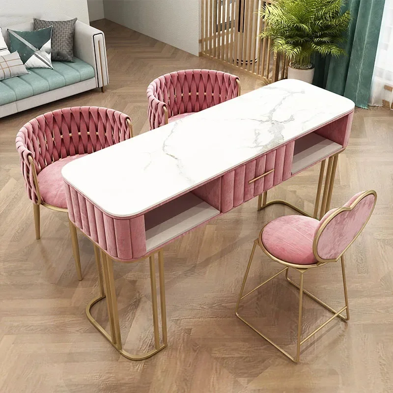 Modern-Nail-Tables-Chair-Set-Nordic-Double-Professional-Manicure-Table ...