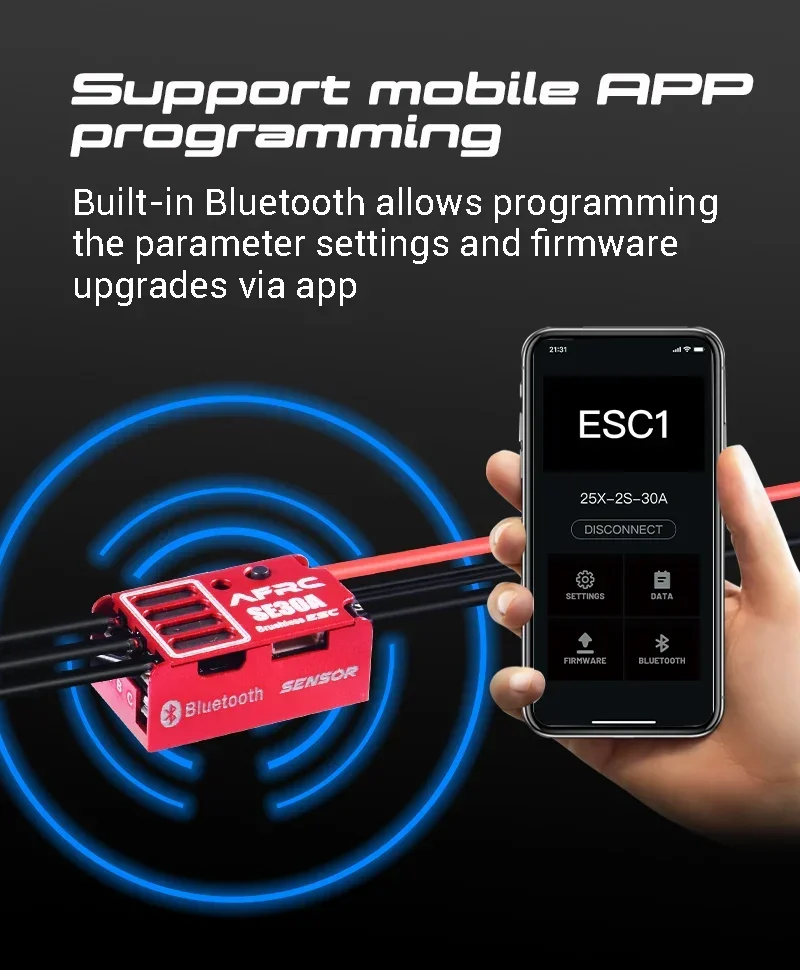 AFRC-SE30A Programmable Sensor Brushless ESC For GL BM AAT RC Car Mini ...
