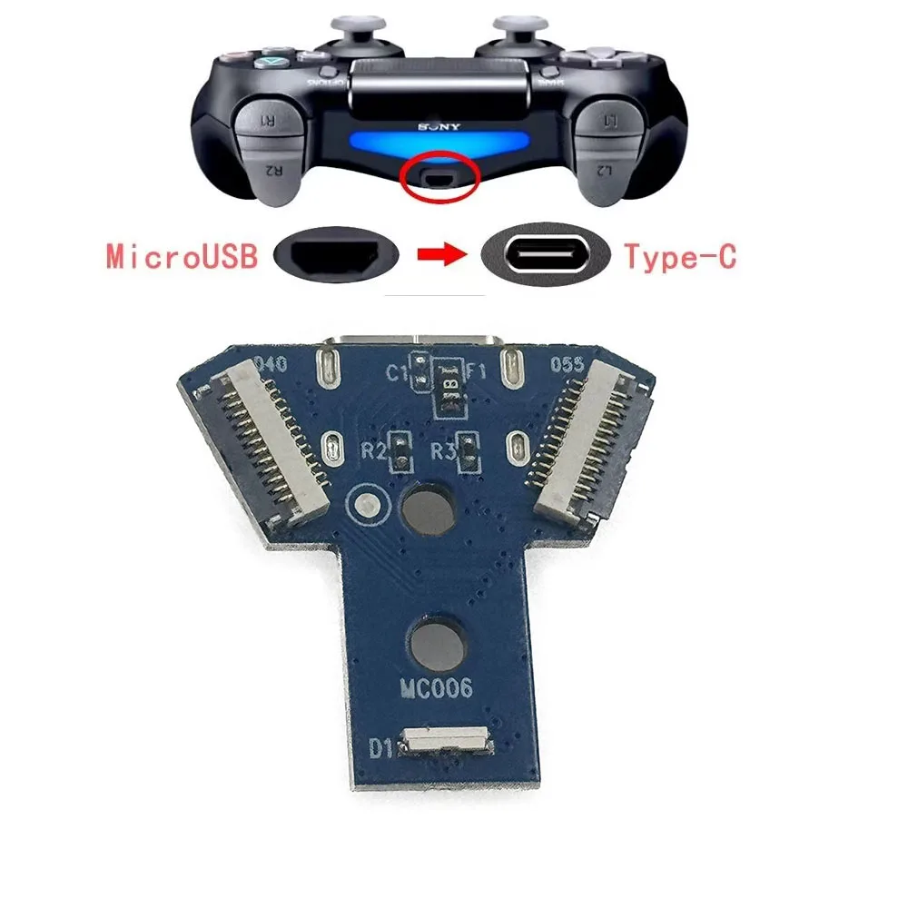 1 unidad para DualShock 4 USB tipo C placa de carga MOD para ...