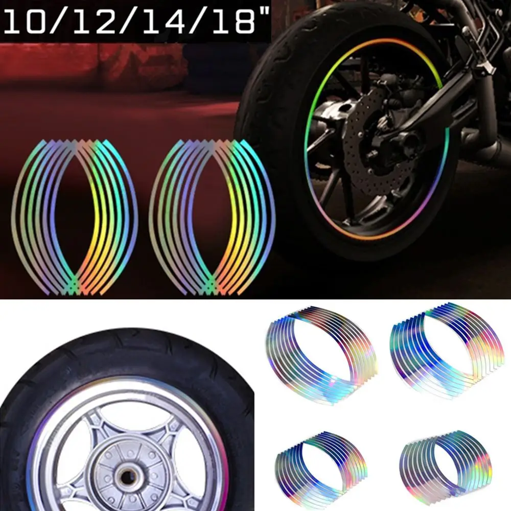 16-Strips-Motorcycle-Laser-Reflector-Wheel-Sticker-Waterproof-Wheel ...