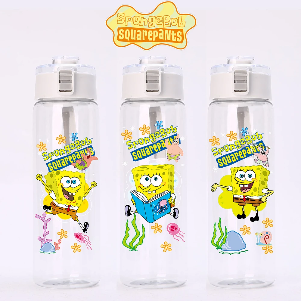 550ml-SpongeBob-Plastic-Water-Cup-Portable-Clear-Water-Cup-with-Lanyard ...