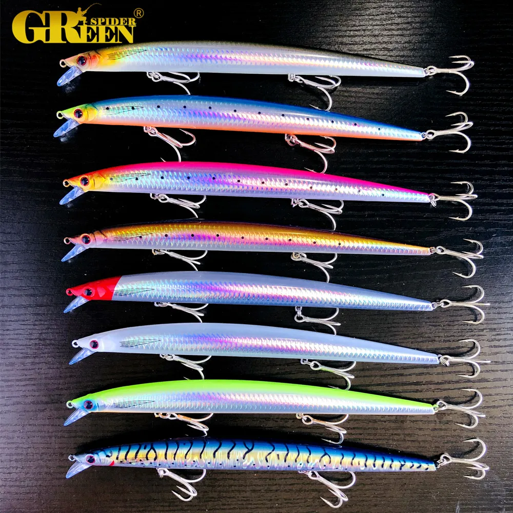 GREENSPIDER Tide Slim Minnow Floating Fishing Lure 210mm 34g Long ...