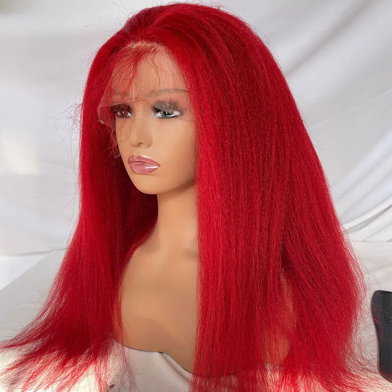 Red-Human-Hair-Wigs-Kinky-Straight-Lace-Front-Wigs-For-Women-Brazilian ...