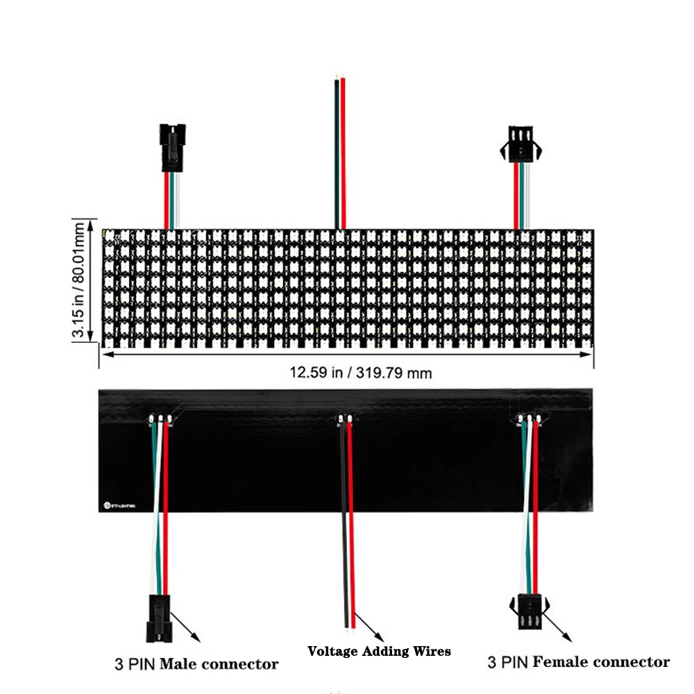 Panel matriz de píxeles WS2812B RGB Flexible, 16x16, 8x32, 256Led ...