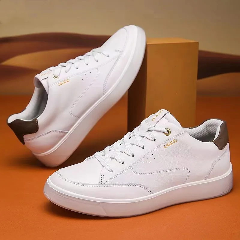 Zapatillas-de-deporte-blancas-de-cuero-genuino-para-hombre-zapatos-informales-c-modos ...