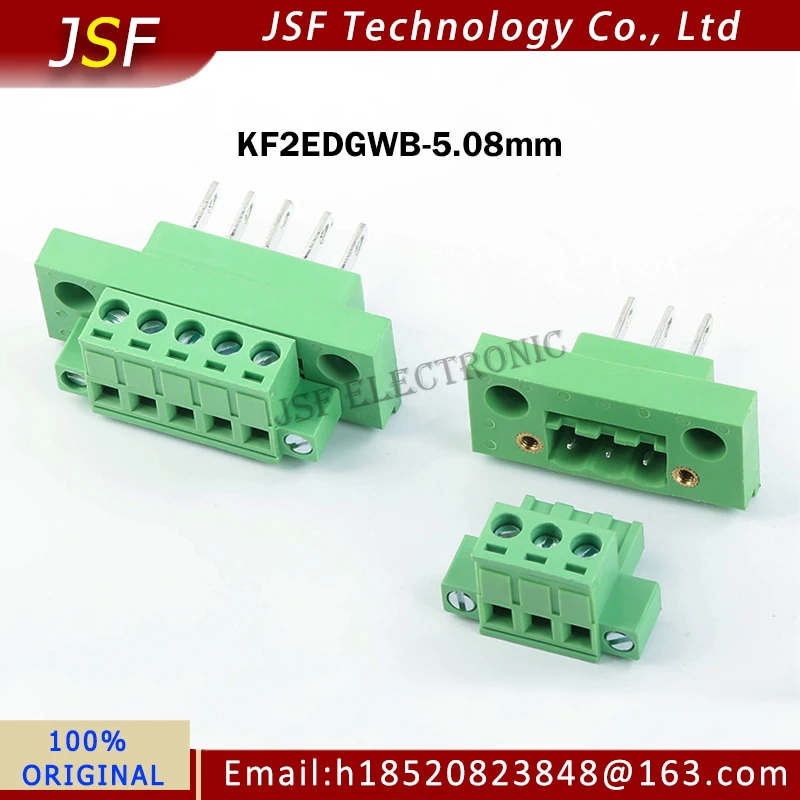 (2 Sets) KF2EDGWB-5.08 Through Wall Plug-in Screw Terminal Blocks Wire ...