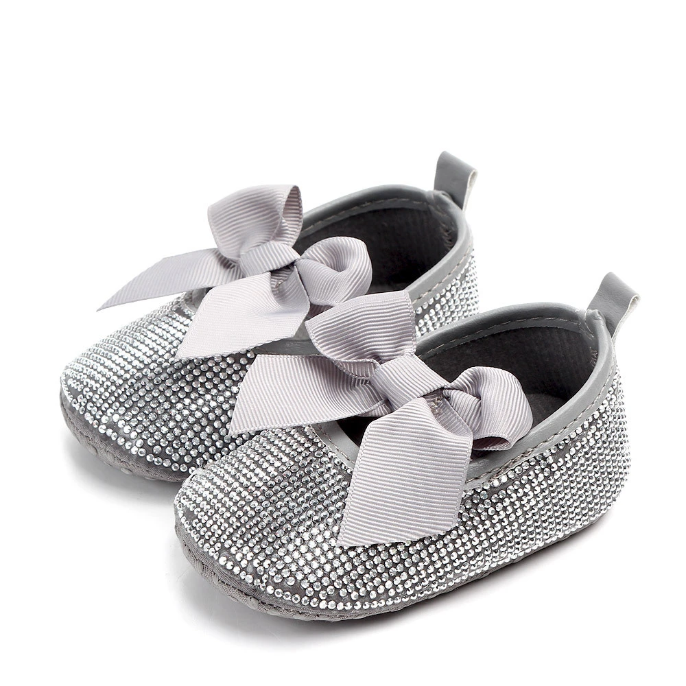 Brand New Silver Rhinestone Baby Girls Dress Shoes Newborn Pearl Drill ...