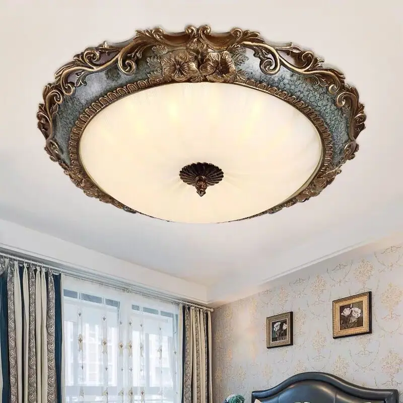Vintage-European-Style-Bedroom-Ceiling-Lights-American-Retro-Round-LED ...
