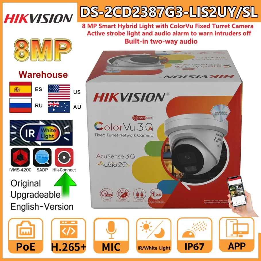 Hikvision 8MP IP Camera DS-2CD2387G3-LIS2UY/SL Smart Hybrid Light ...