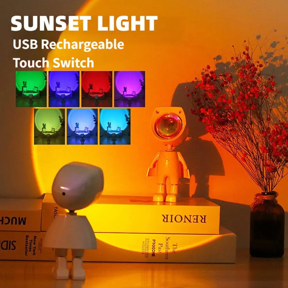 Robot-Sunset-Light-Astronaut-Shape-Adjustable-Angle-RGB-Colorful ...