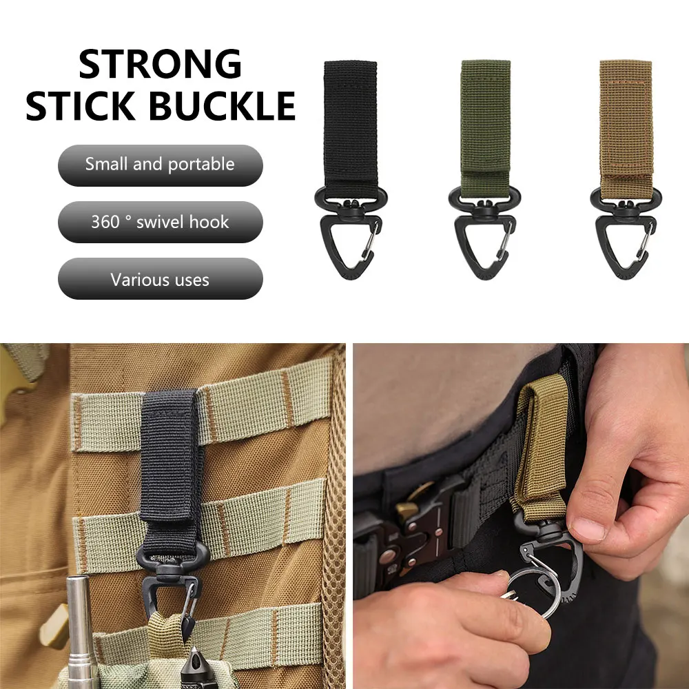Outdoor Camping Carabiner Nylon Molle Tactical Backpack Key Hook ...