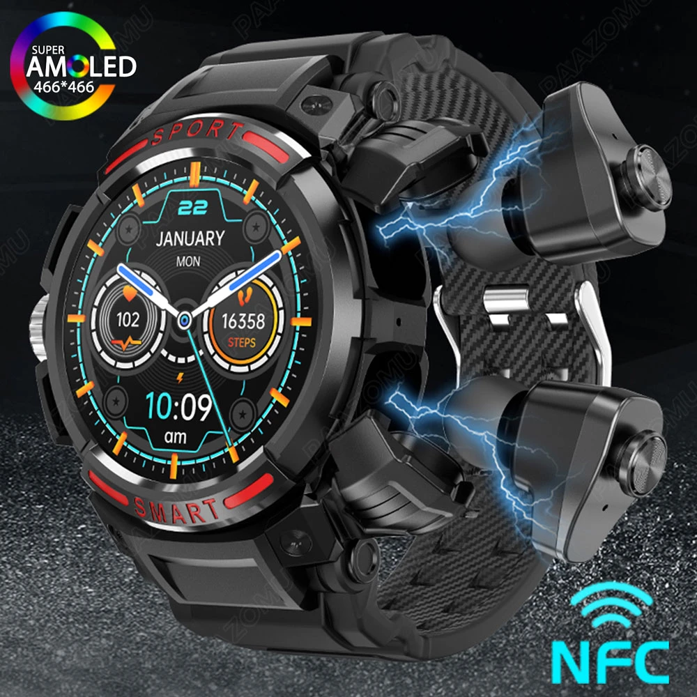 2023 New 3 in 1 Men Smart Watch With TWS Earbuds AMOLED Bluetooth ...