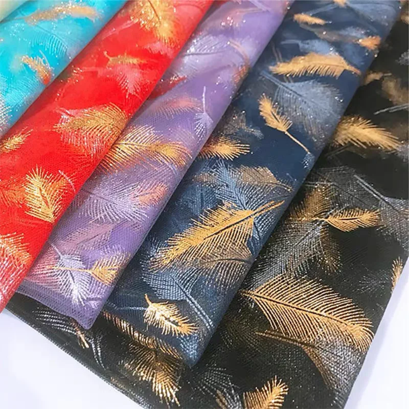 150cm X 100cm Gilding Process Gold Feather Mesh Dress Stage Outfit ...