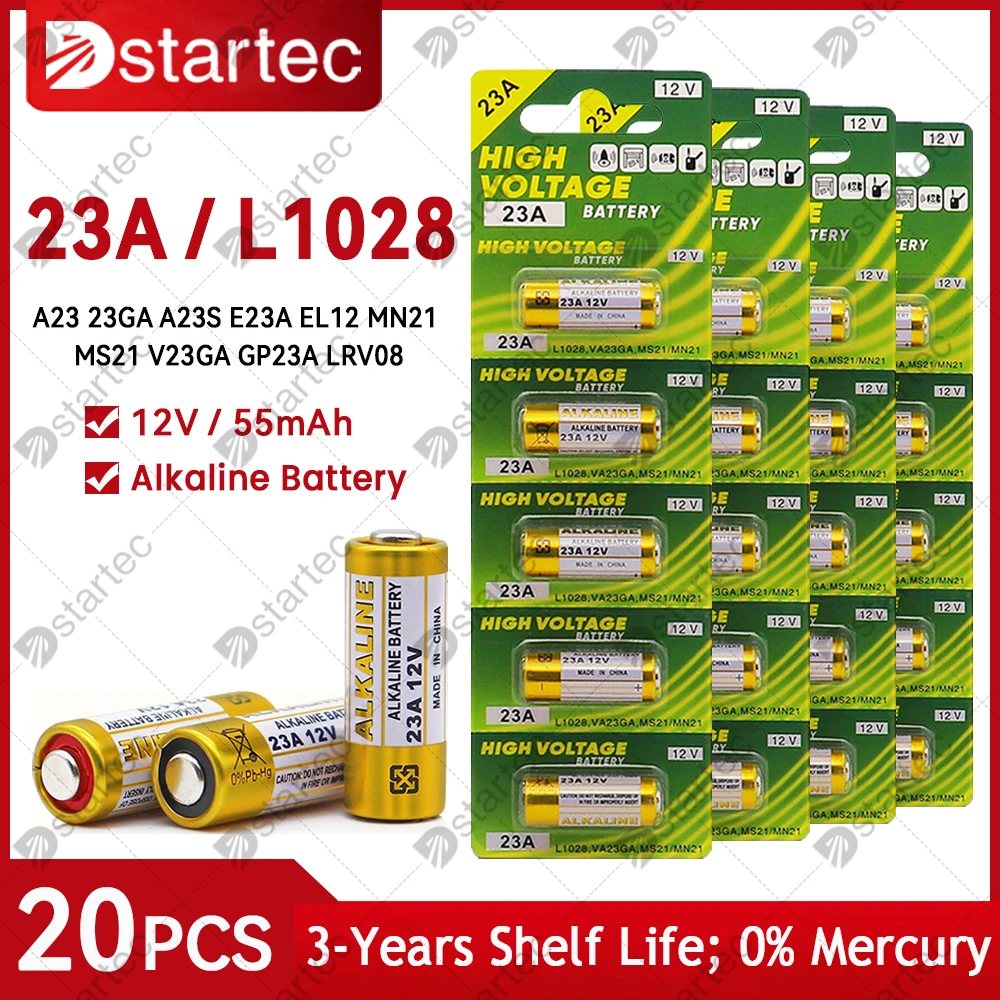 20PC 23A L1028 A23 12V Alkaline Battery No Mercury No Lead Proof ...