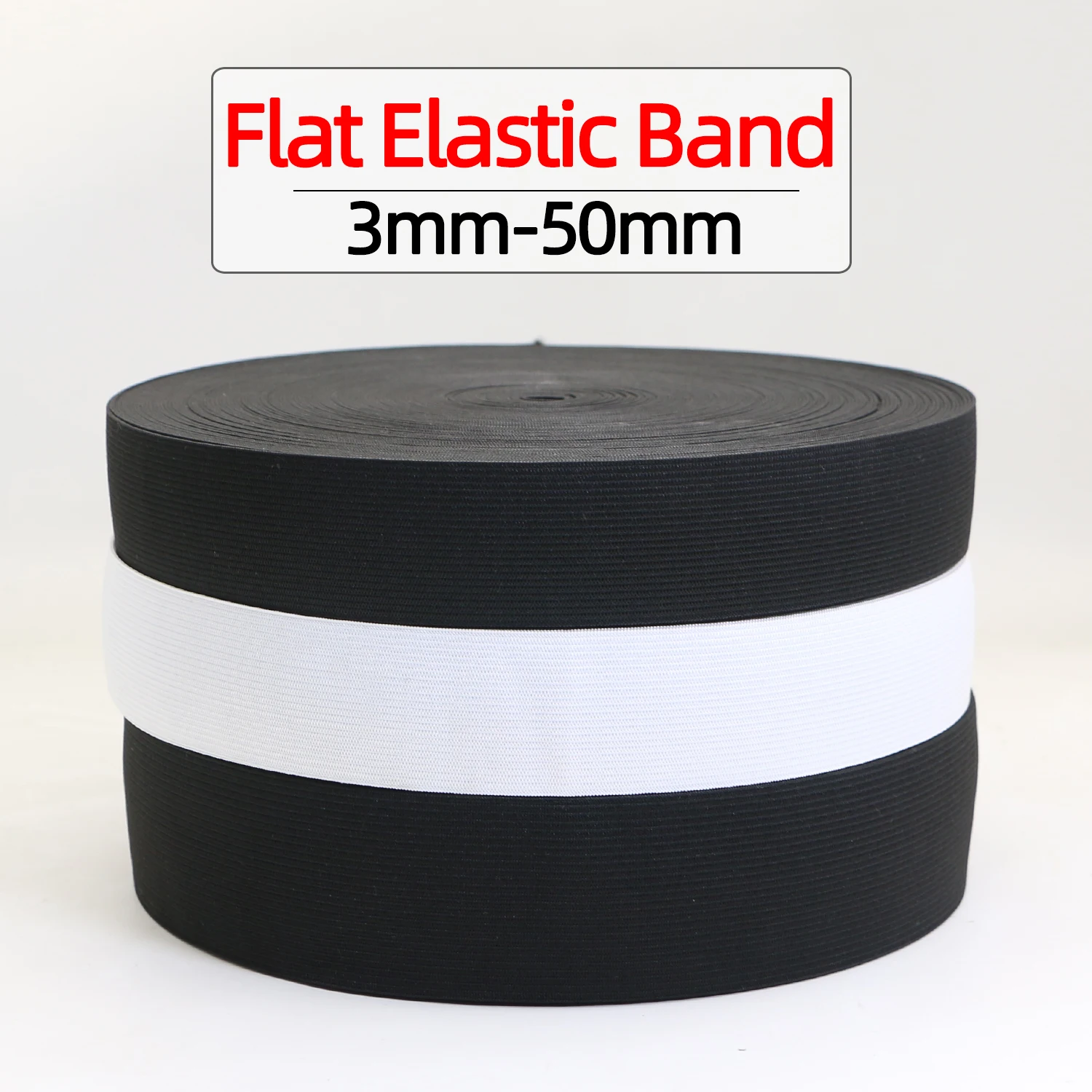Width 15mm-60mm White Black Wide Elastic Band Flat Spandex Belt Trim ...