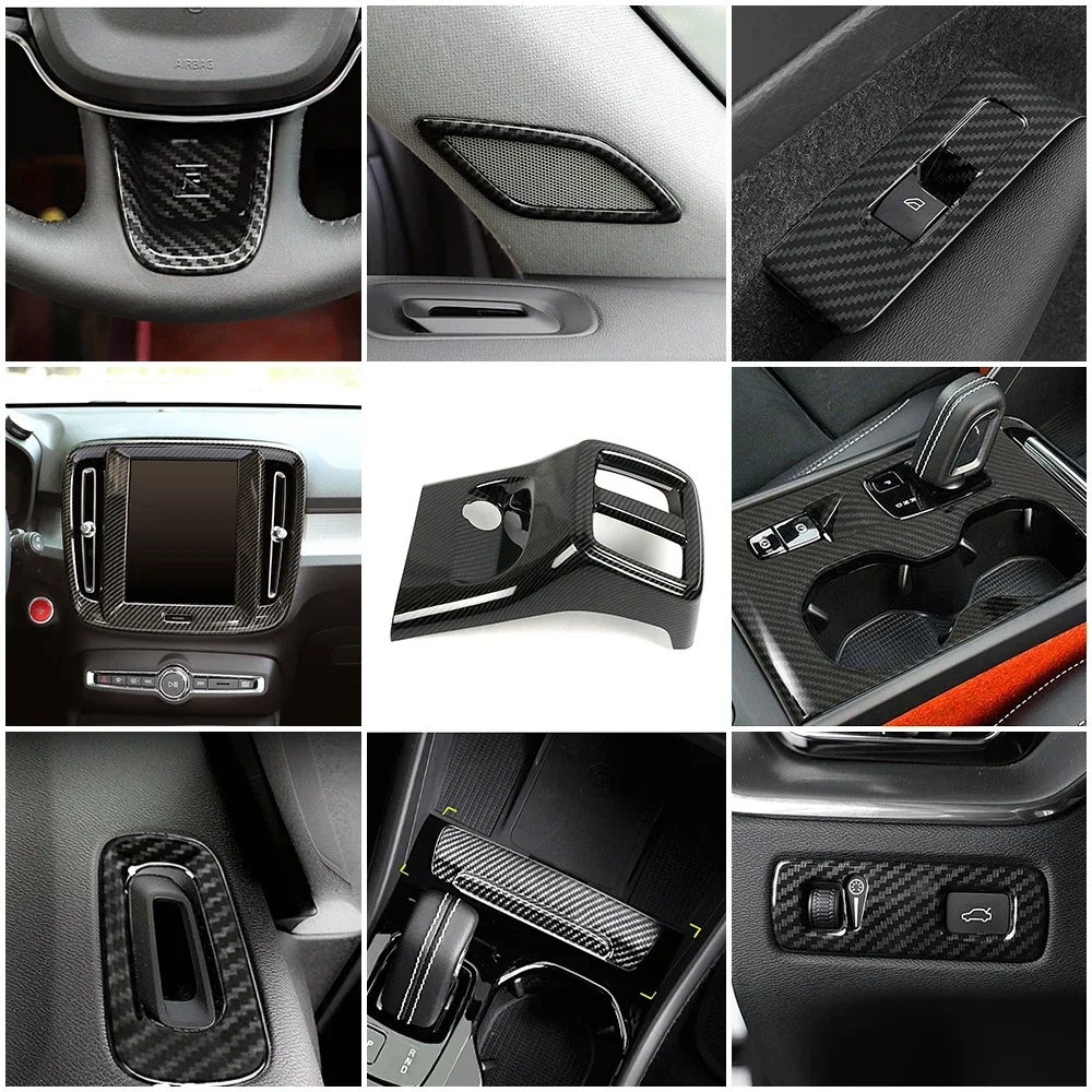 For Volvo XC40 2018-2025 Car Center Console Accessories Carbon Fiber ...