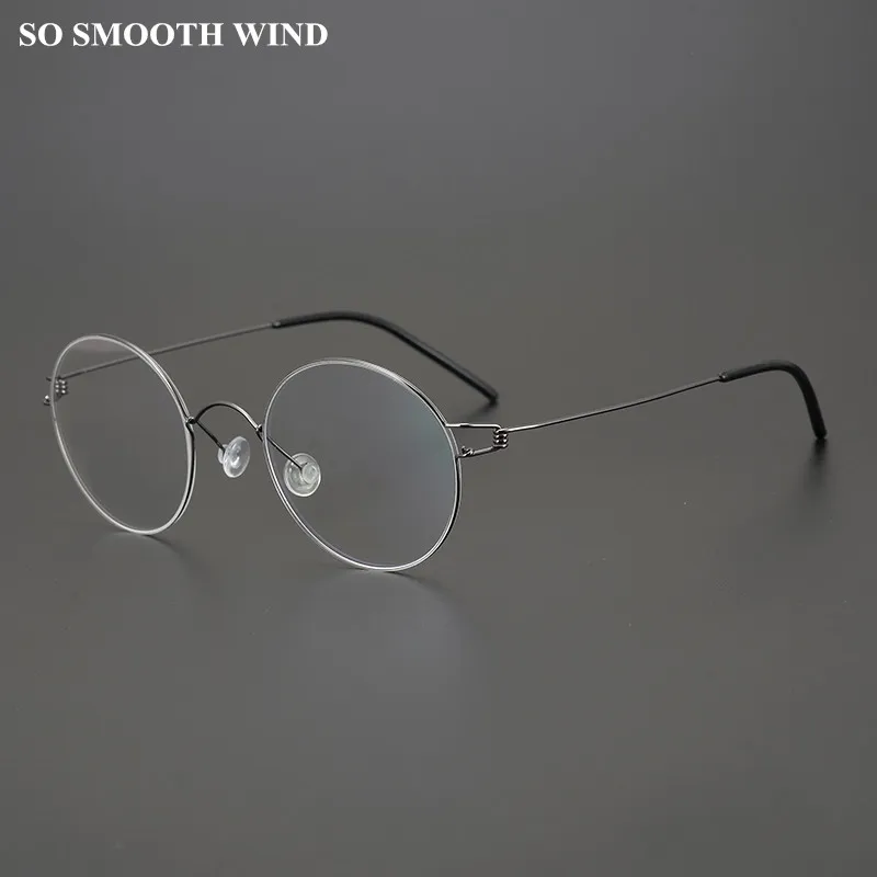 Denmark-Brand-Designer-Screwless-Eyeglasses-Round-Oval-Air-Titanium-Rim ...