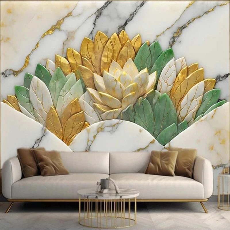 Custom-Any-Size-Art-Painting-Photo-Wall-Mural-Flower-Marble-Wallpaper ...