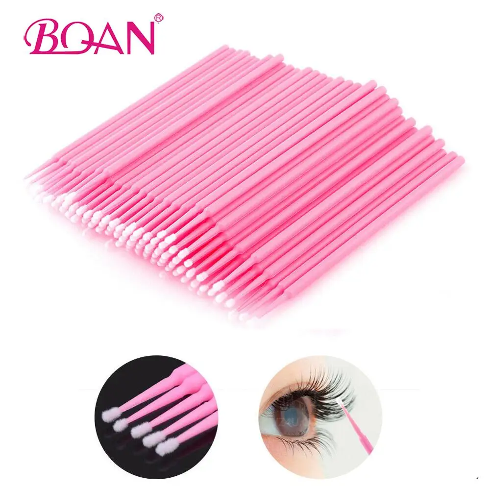 Bqan 100pcs/set Cotton Swab Micro Brushes Eyelash Extension Make Up Eye ...