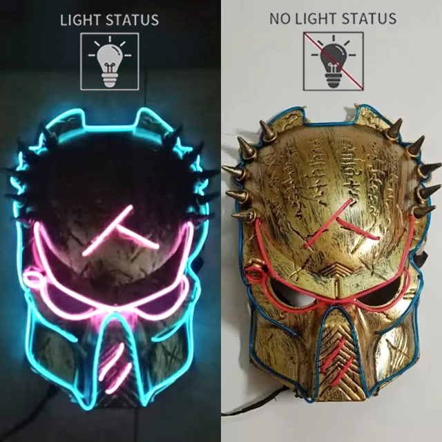 Cosplay Movie Predator mask Full Face Party Prop Neon Led Mask Lighting ...
