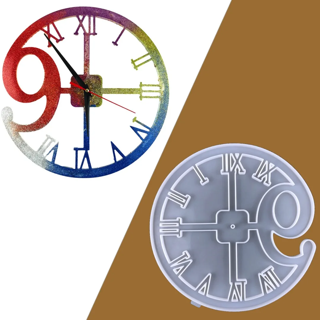 Round Wall Clock Silicone Mold Digital Clock Epoxy Resin Casting Mold ...
