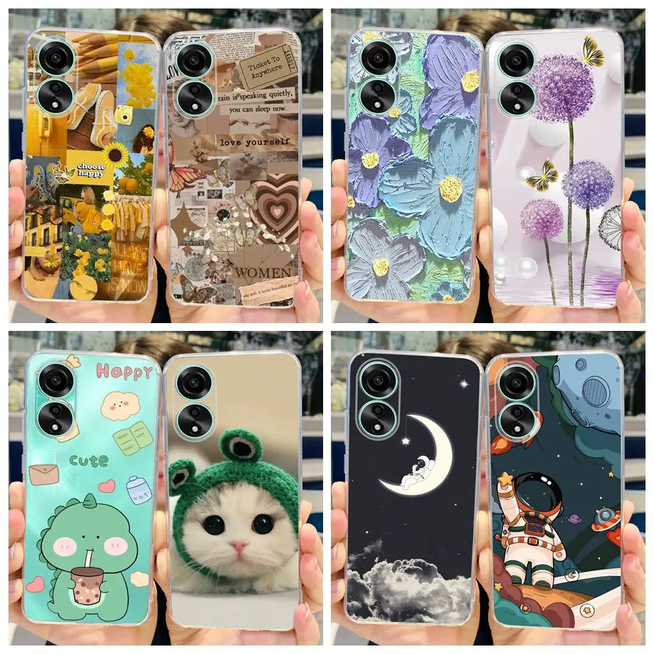 For Oppo A78 4G Case CPH2565 Stylish Painted Cover Clear Silicone Soft ...