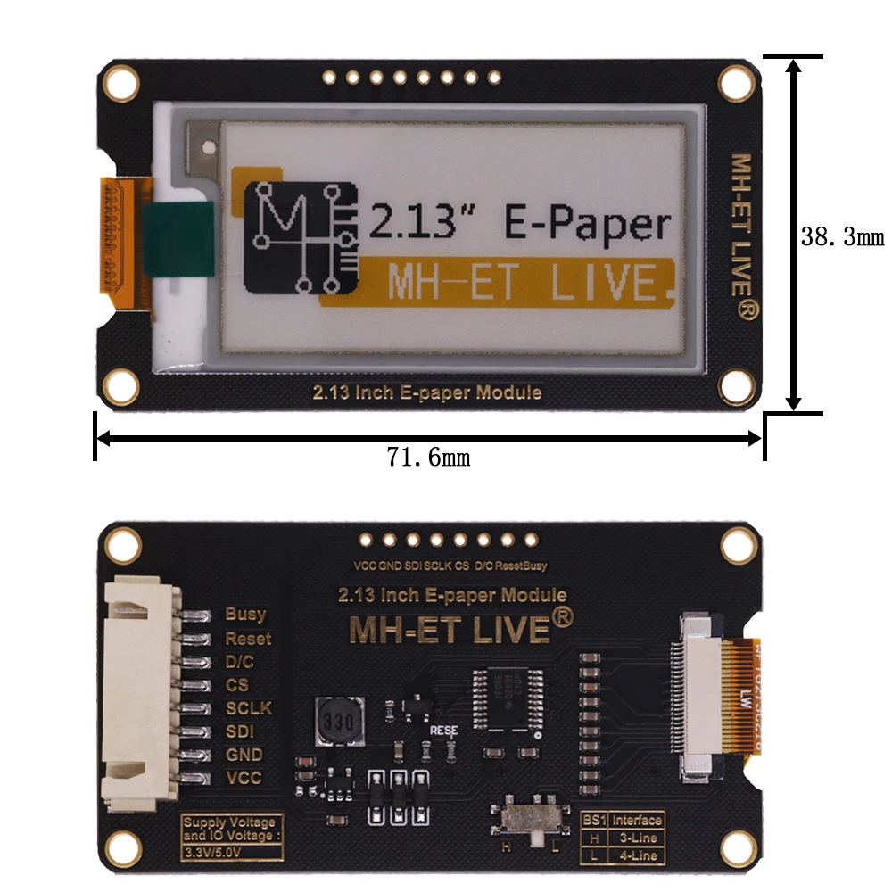 Tela E Módulo De E-ink Eink De 2.13 Polegadas. Suporte Para Arduino Uno Stm32 Raspberry Pi Esp32 ...