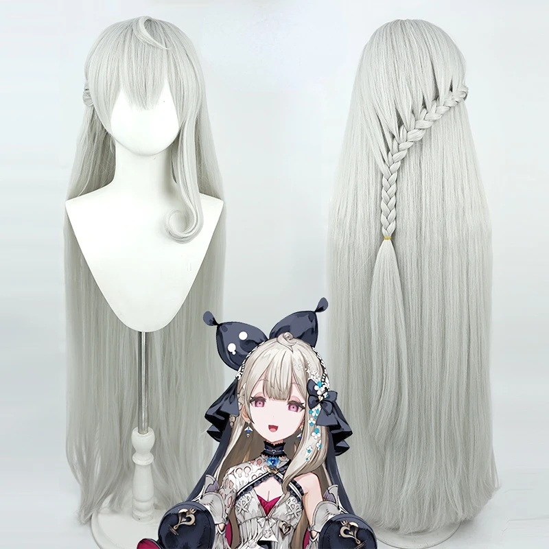 VTuber Hololive Reimu Endou Cosplay Wig Gray Long Heat Resistant Hair ...