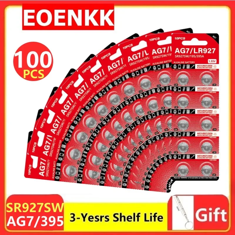 100PCS-AG7-LR927-395-1-55V-Button-Batteries-L927F-LR57-SR927-LR926-395A ...