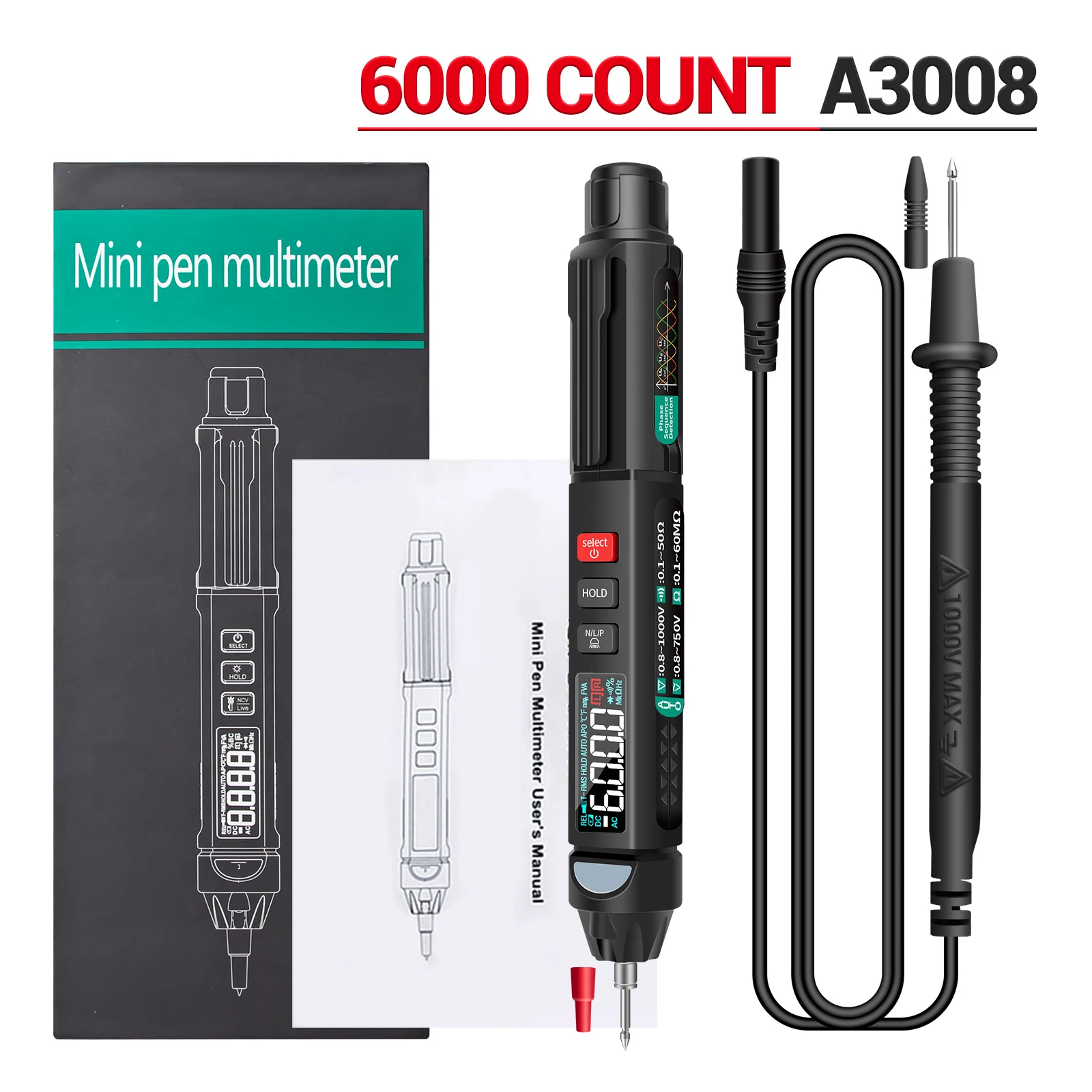 A3008-Pen-6000-Counts-Digital-Multimeter-Meter-Tester-with-LCD-Display ...