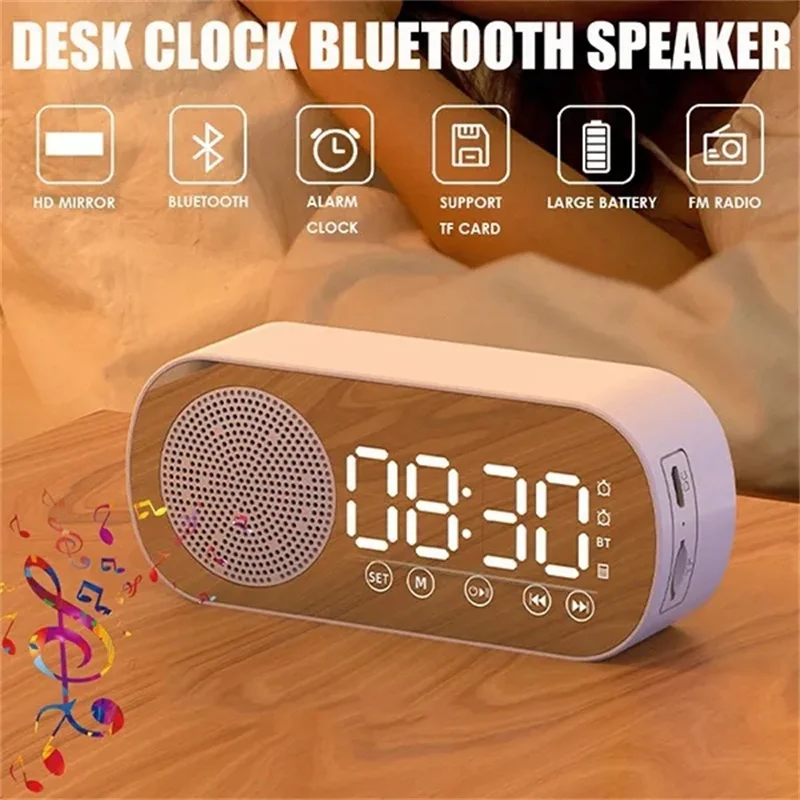 New-Desk-Speaker-Clock-Bluetooth-Speaker-FM-Radio-Alarm-Clock-HiFi ...