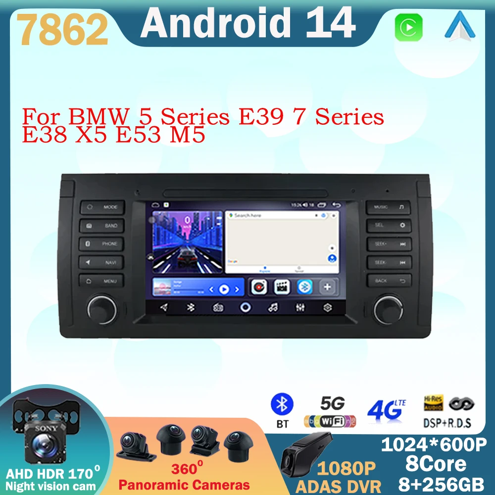 Android-14-Car-Radio-for-BMW-5-Series-E39-7-Series-E38-X5-E53-M5 ...