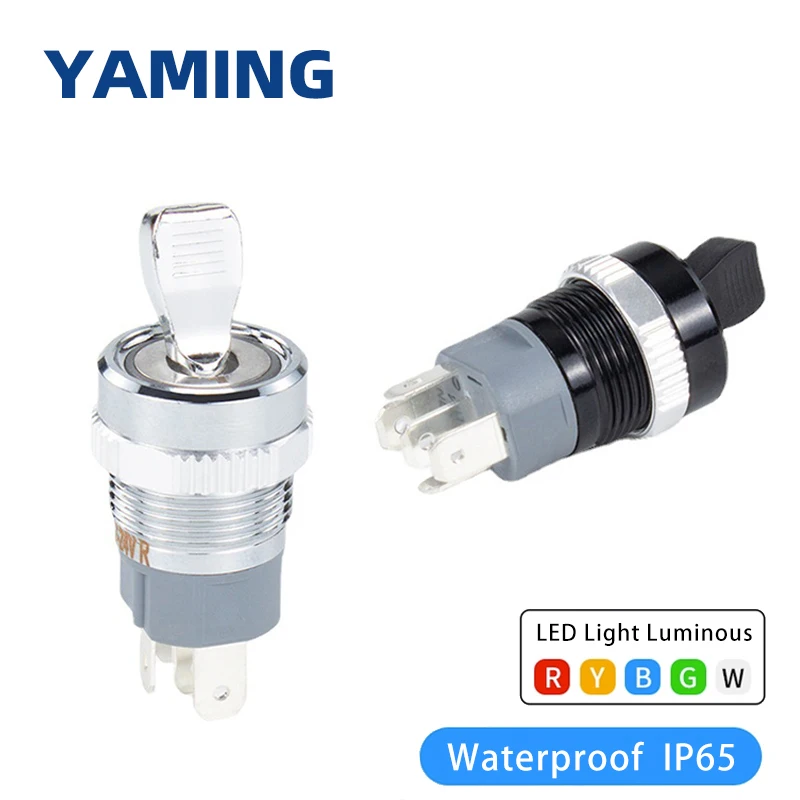 Two Positions 16mm Metal Button Toggle Switch Latching Locking With ...