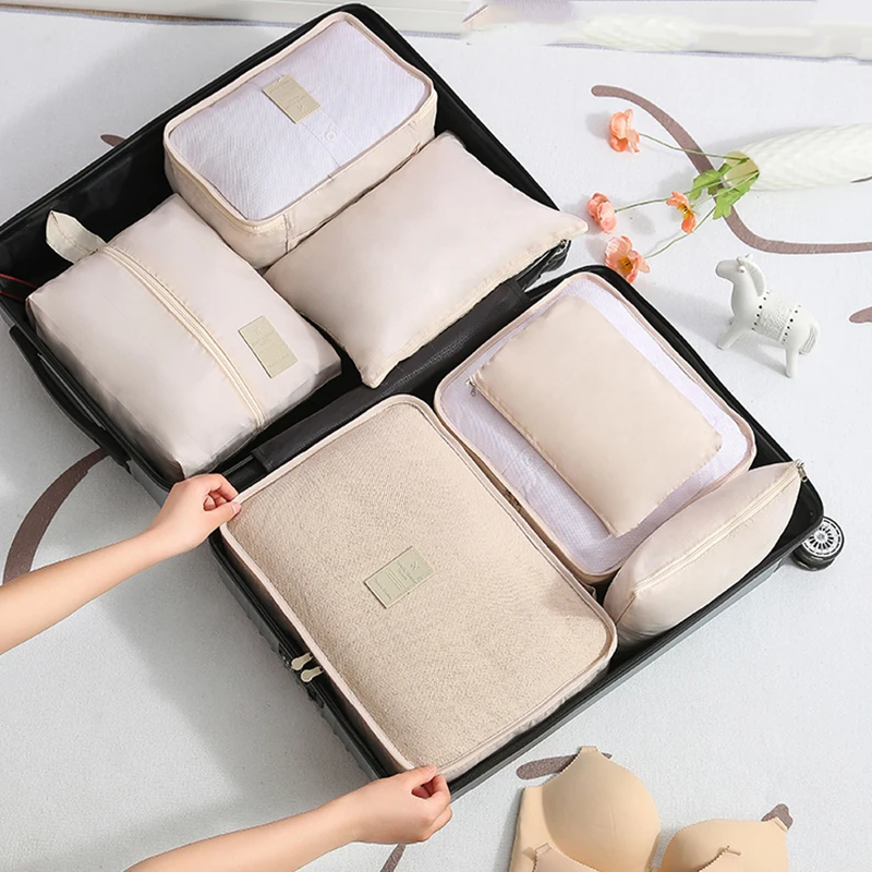 6/7 Pcs Large Capacity Travel Storage Bag Set Storage Organizer ...