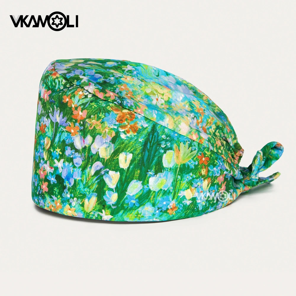 Green-floral-printed-operating-room-hat-Lab-Work-Hat-uniforme-dentista ...