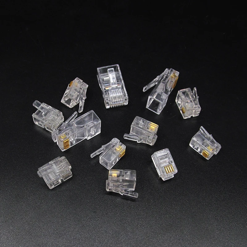 20/50/100Pcs RJ11 6P2C 6P4C 6P6C Crystal Heads RJ45 8P8C Telephone Internet Modular Plug Jack ...