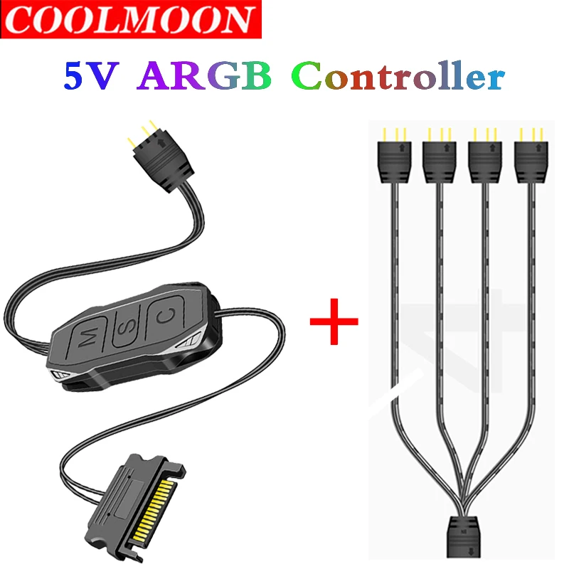 COOLMOON-AR-1-RGB-Controller-Cable-5V-3-Pin-3pin-to-SATA-ARGB-Mini ...