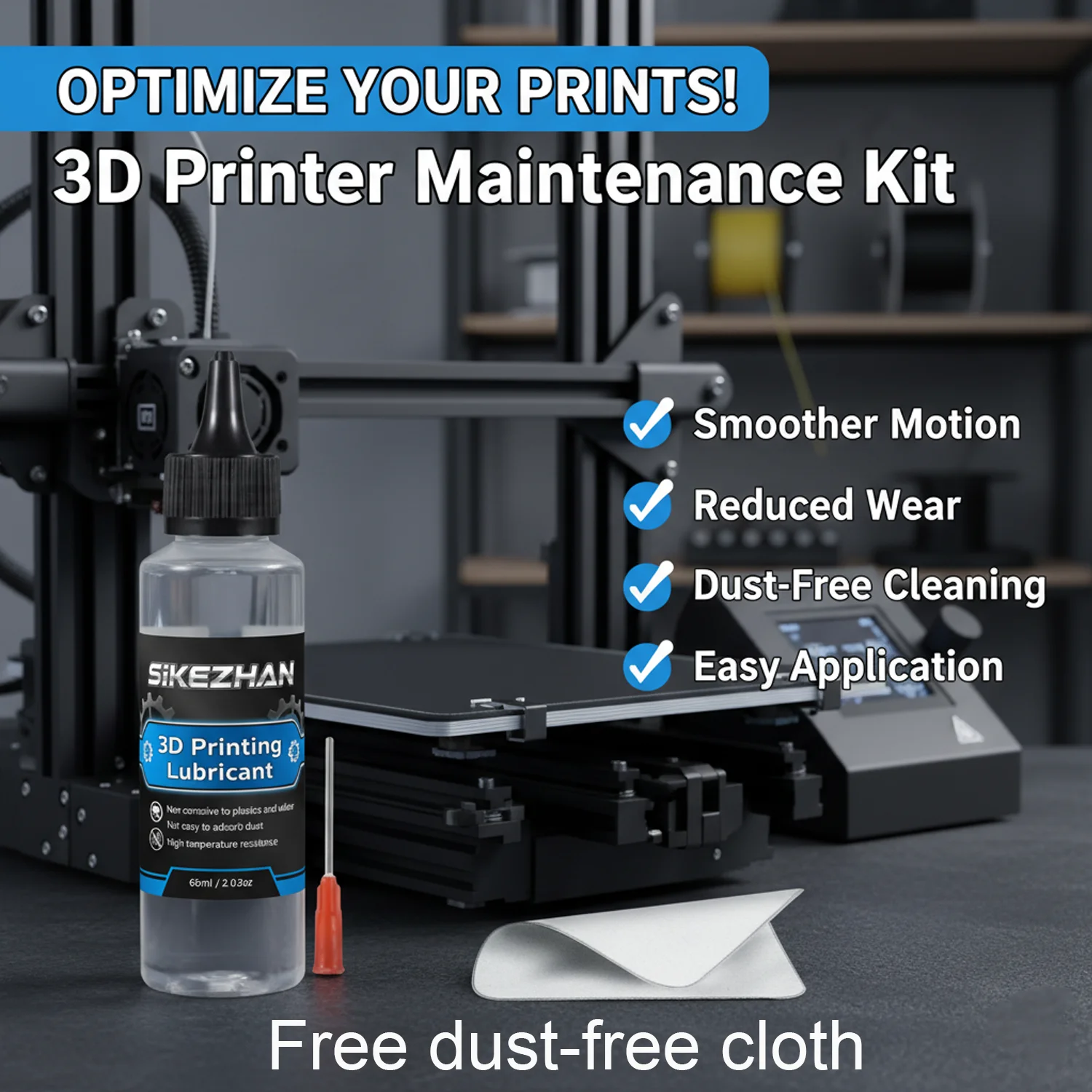 3D Printer Maintenance Kit: PTFE Lubricant Grease & Lint-Free Wipes ...