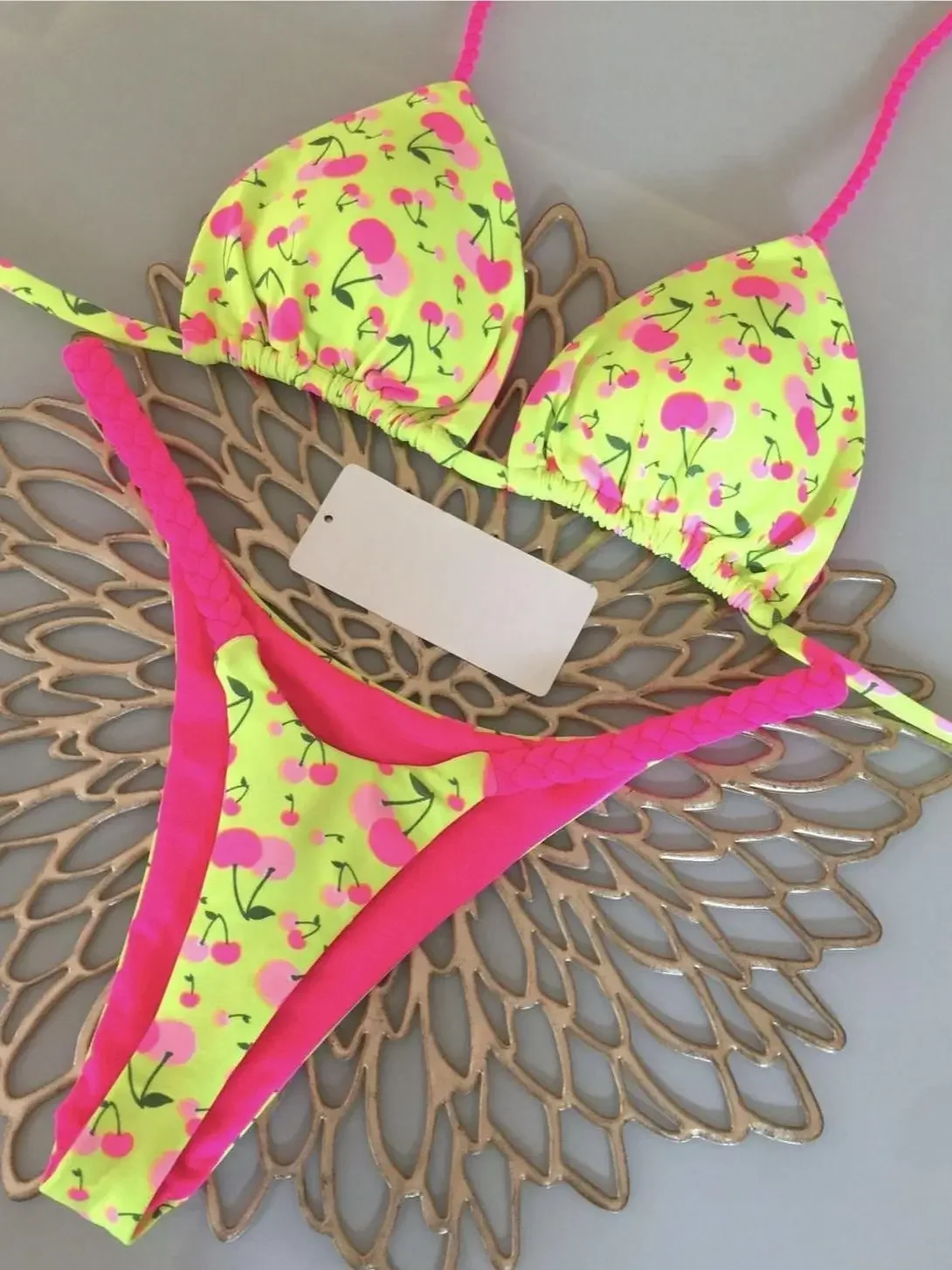 Beautiful Women Bikini suit Cherry Print Sexy Tango Swimsuit Women ...