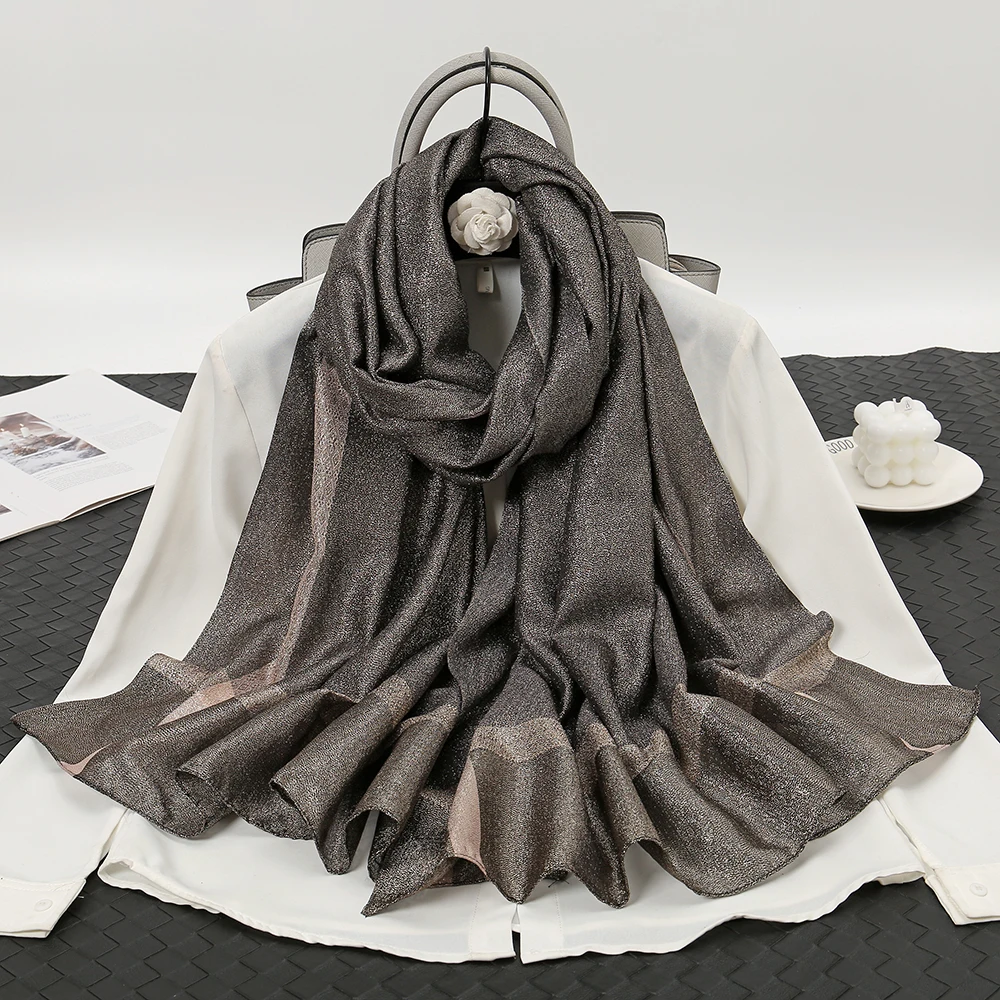 Golden Silver Glitter Scarf Woman Party Stoles Elegant Evening Dresses ...