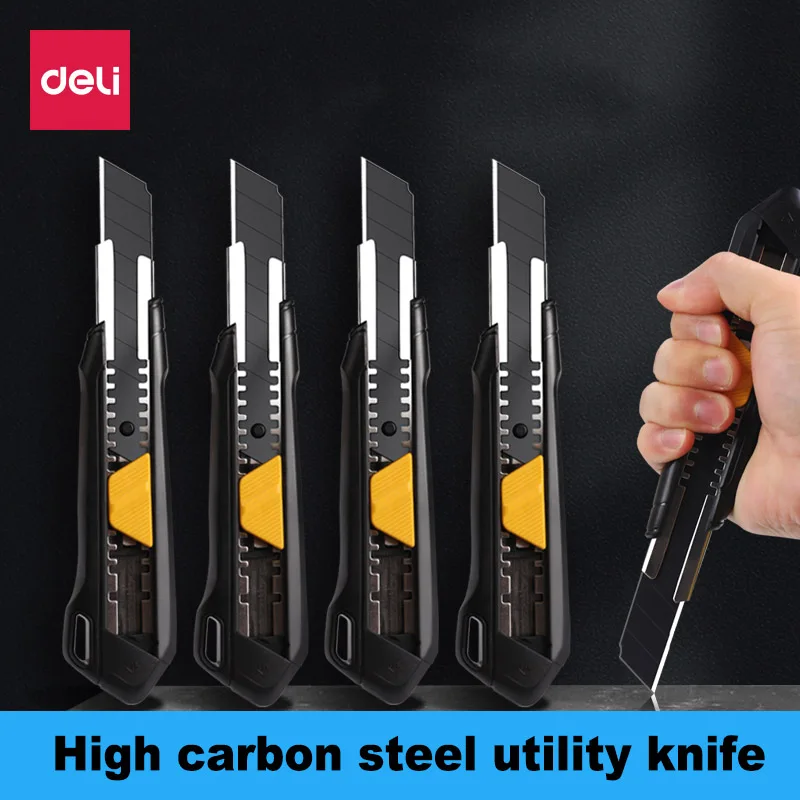 Deli-Large-Utility-Knife-Retractable-Auto-Lock-SK4-Metal-Carbon-Steel ...