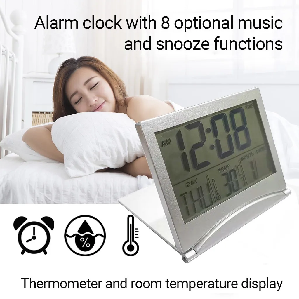 LCD-Electronic-Clock-Foldable-Desktop-Multi-function-Date-Temperature ...