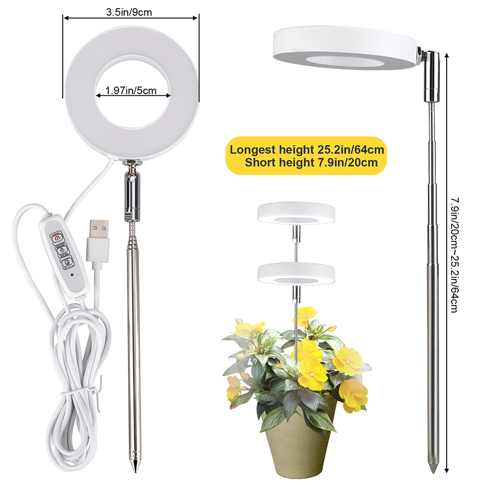 New-LED-Plant-Growth-Lamp-Angel-Ring-Dimming-Timing-Adjustable ...